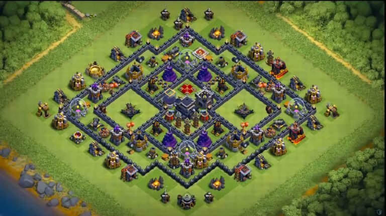 Town Hall 9 Base Design: TH9 Base X-Bow Island Strategy